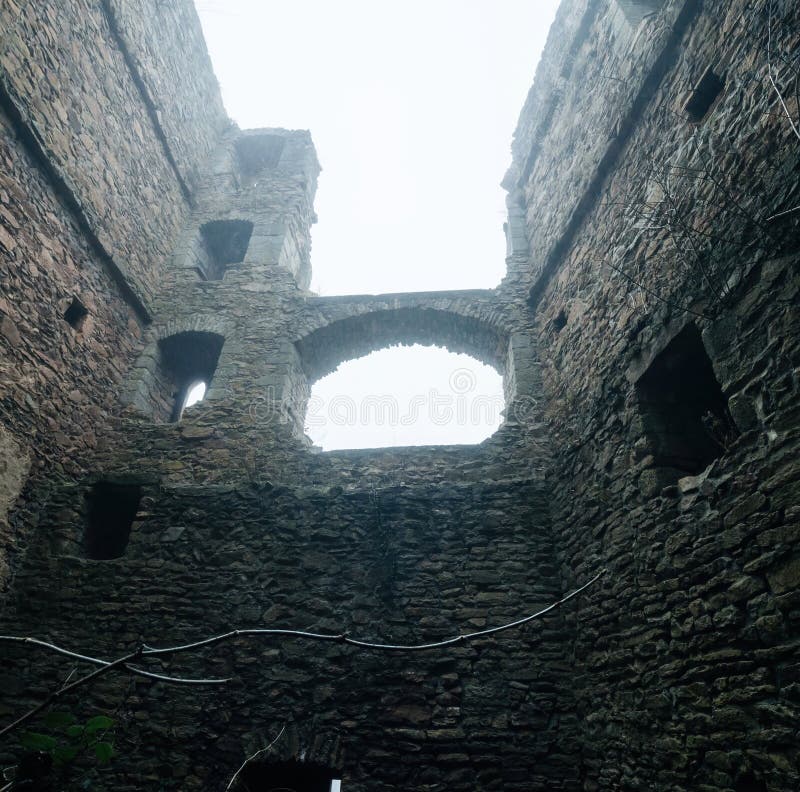 Interior of Abandoned Castle Ruins Stock Image - Image of architecture ...