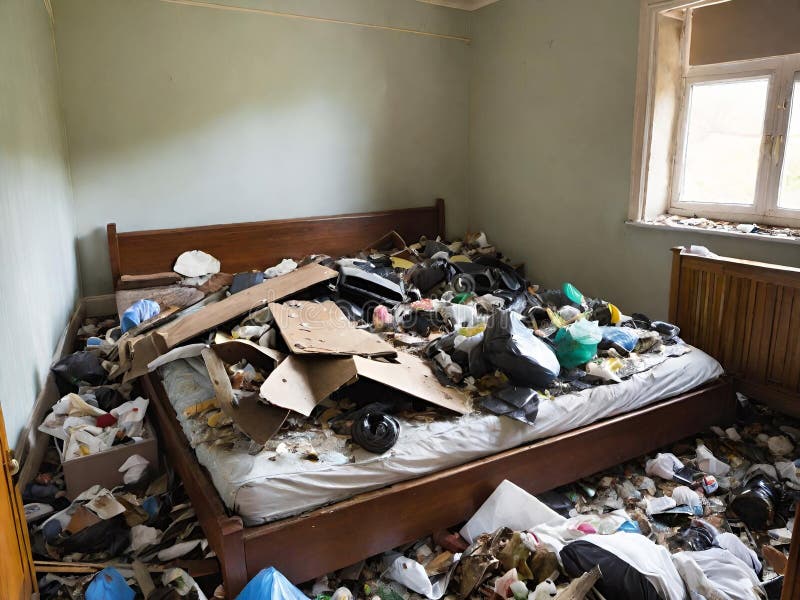 Interior of a Abandoned House with More Junk Stock Illustration ...
