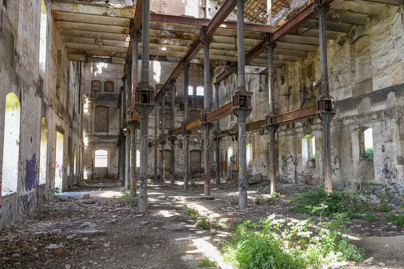 Interior of an Abandoned Industrial Building. Stock Photo - Image of ...