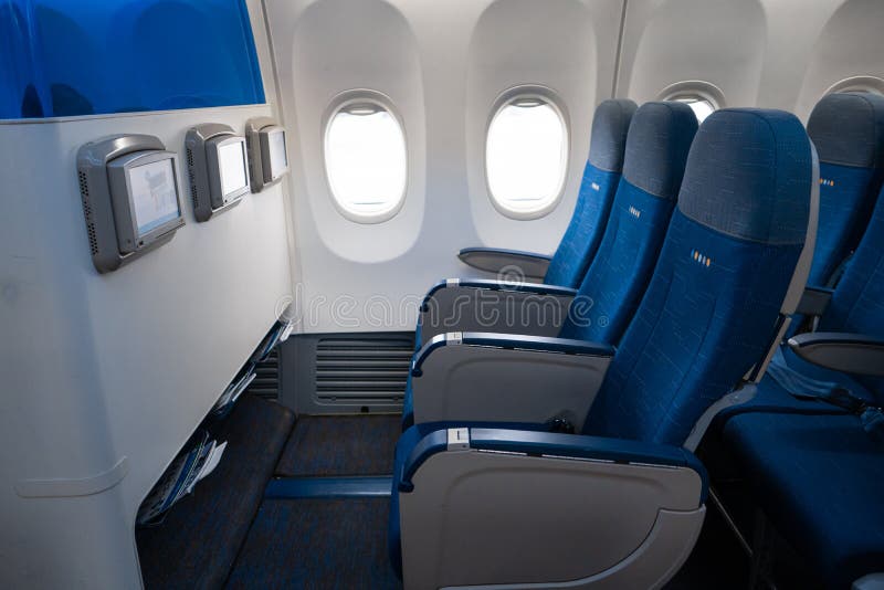 The Interior of the Aircraft. Empty Airplane Cabin Editorial Photo ...