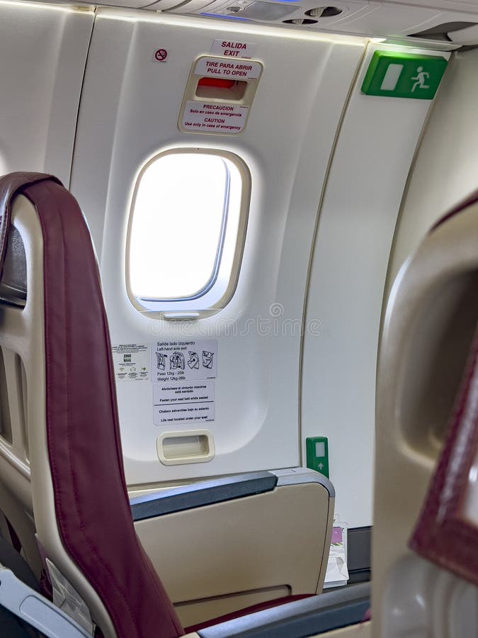 Airplane Emergency Exit Row Seat with Window Editorial Photography ...