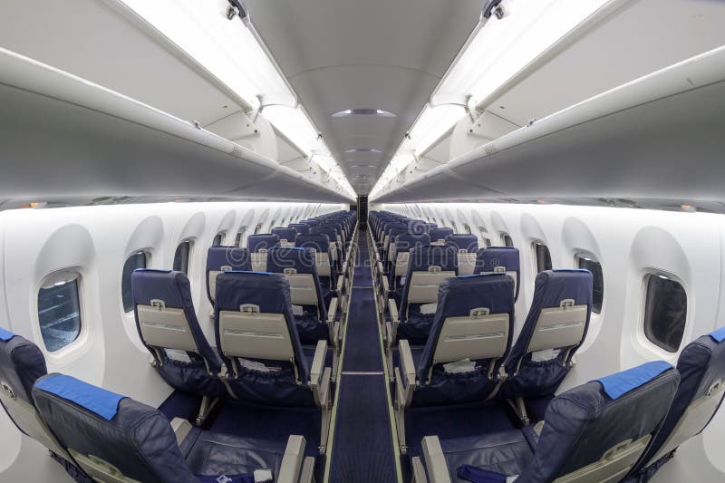 Interior of an Airplane with Two Rows of Seats Stock Image - Image of ...