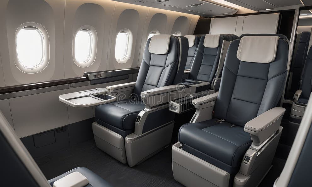 The Interior Airplane with Two Rows Seats Stock Illustration - Illustration of design, luxury ...