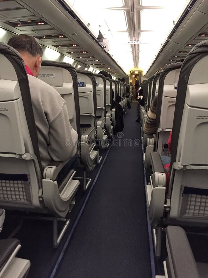 Interior Airplane View during a Commercial Flight Editorial Photo ...