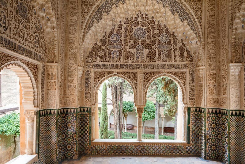 Interior Of Alhambra Palace, Granada, Spain Stock Image - Image of ...