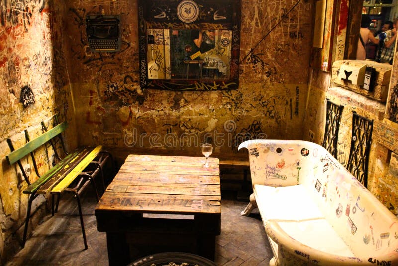 Interior of an Alternative Bar Stock Image - Image of grafiti, painted ...