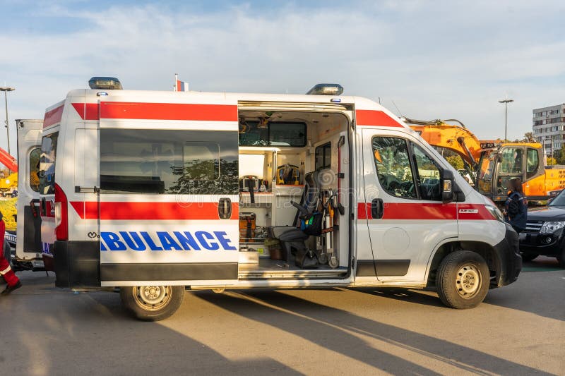 Life-saving Equipment on Display Inside the Open Ambulance Editorial ...