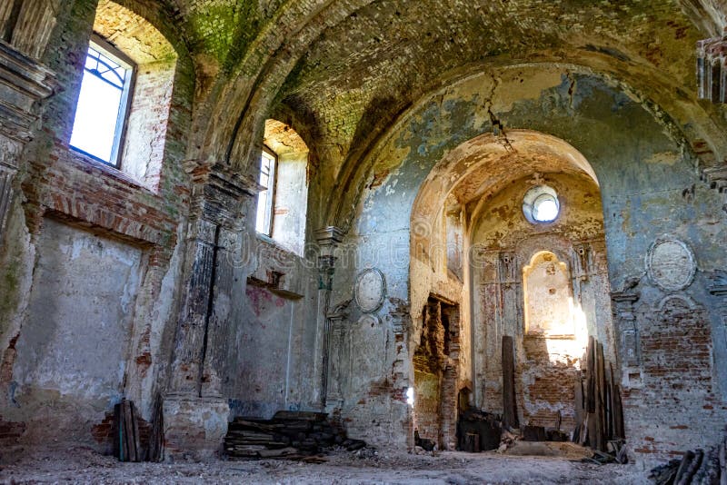 Interior of the Ancient Destroyed Temple. Abandoned Building of an ...