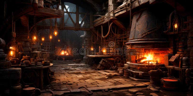 Interior of an Ancient Forge, Highlighting the Craftsmanship of a ...