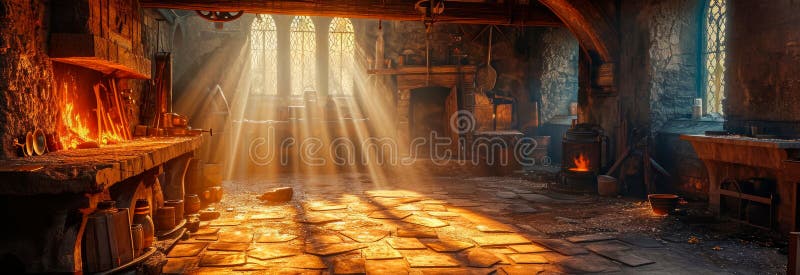 Interior of an Ancient Forge, Highlighting the Craftsmanship of a ...