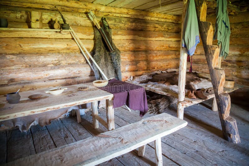 Poor Log Cabin Interior Bed Stock Photos - Free & Royalty-Free Stock ...
