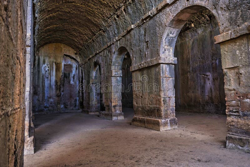 Interior Ancient Roman Cisterns Which Water Was Stored Stock Photos ...
