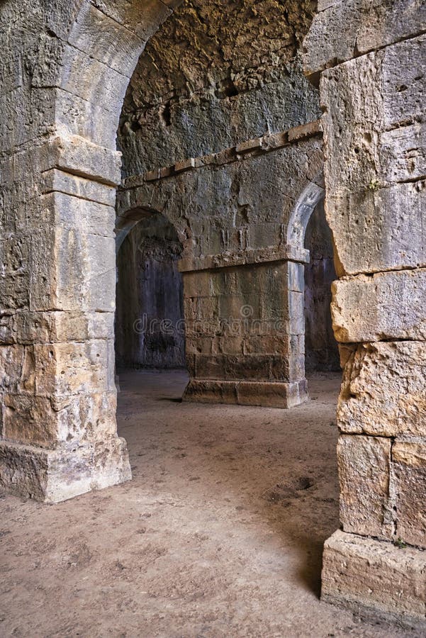 The Interior of Ancient Roman Cisterns in Which Water Was Stored Stock ...