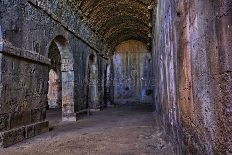 Interior Ancient Roman Cisterns Which Water Was Stored Stock Photos ...