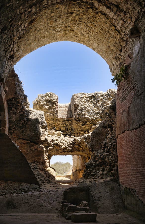 Interior Ancient Roman Cisterns Aptera Which Water Was Stored Stock ...