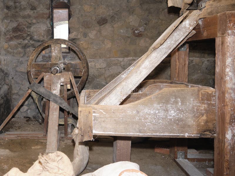 Interior Antique Mill Inside Flour Grinding. the Concept of Healthy ...