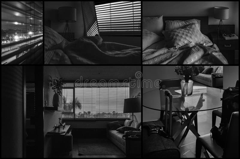 Interior Apartment Black and White Sequence Collage Stock Image - Image ...