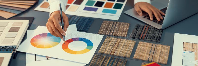 Interior Architect Designer at Table Choosing Color Sample. Insight ...