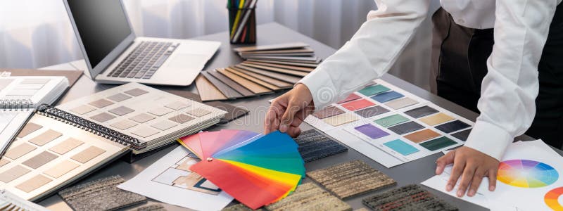 Interior Architect Designer at Table Choosing Color Sample. Insight ...