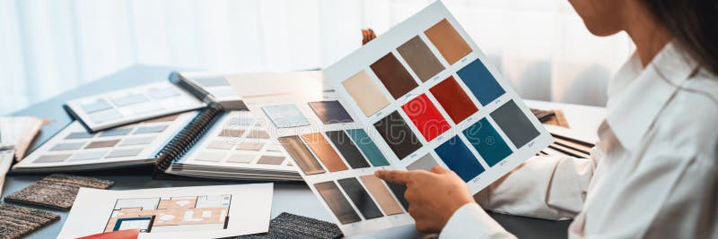 Interior Architect Designer at Table Choosing Color Sample. Insight ...