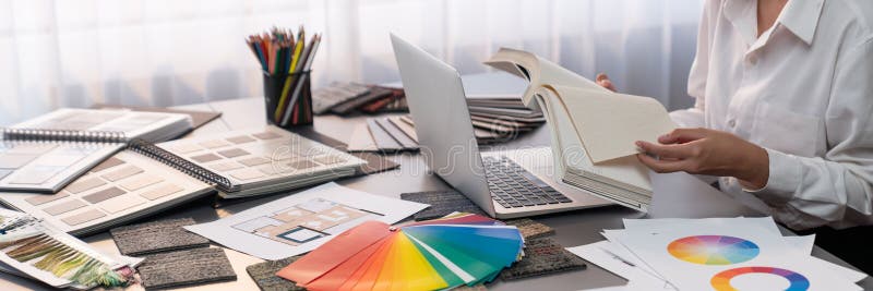 Interior Architect Designer at Table Choosing Color Sample. Insight ...