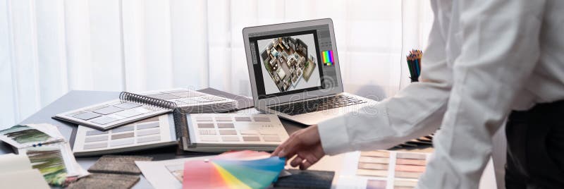 Interior Architect Designer at Table Choosing Color Selection. Insight ...