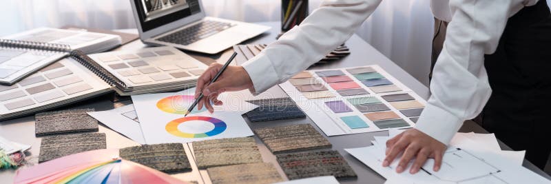 Interior Architect Designer at Table Choosing Color Selection. Insight ...