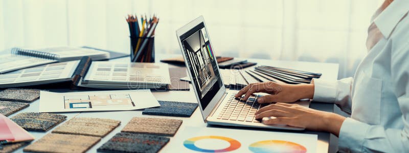 Interior Architect Designer at Table Choosing Color Selection. Insight ...