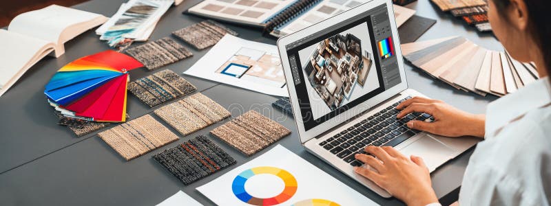 Interior Architect Designer at Table Choosing Color Selection. Insight ...