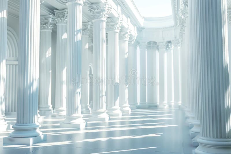 Interior with Architectural Columns and Natural Light from Skylight ...