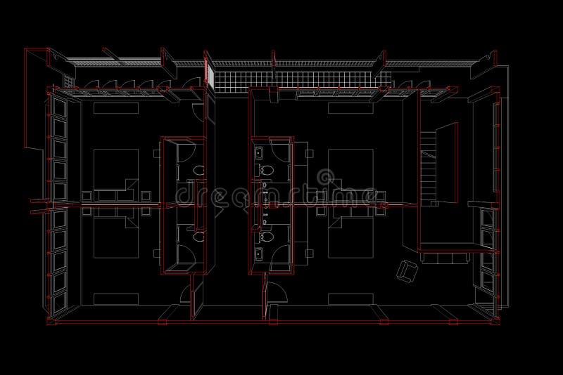 Interior Architecture Abstract, 3d Illustration, Floor Plan Stock ...