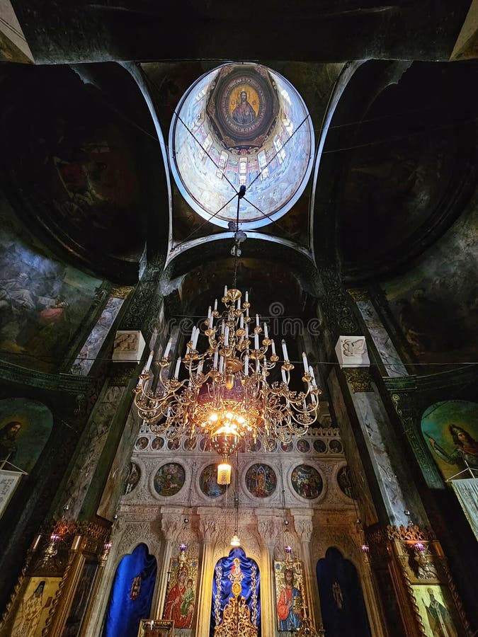Interior Architecture of Antim Monastery in Bucharest Stock Image ...
