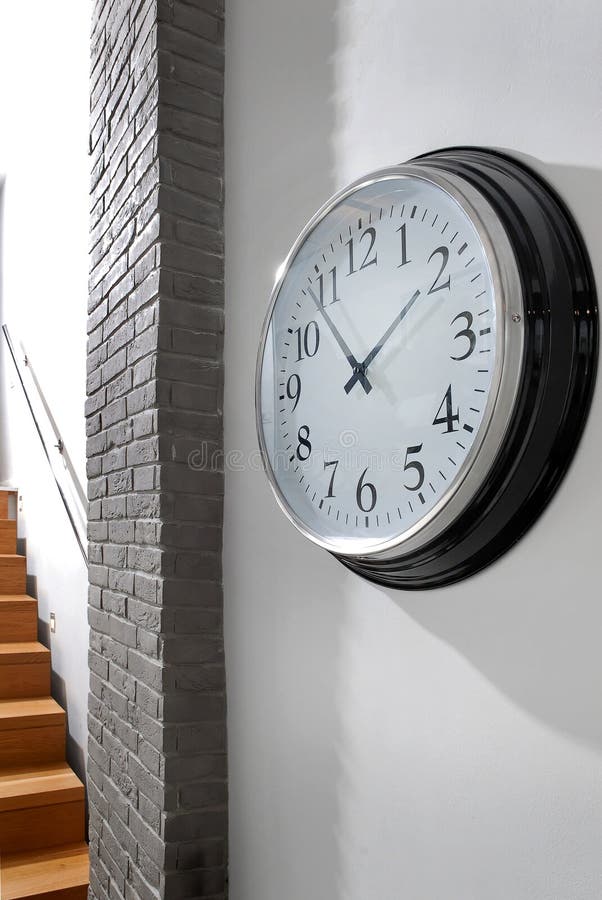 Interior Architecture with Wall Clock Stock Photo - Image of design ...