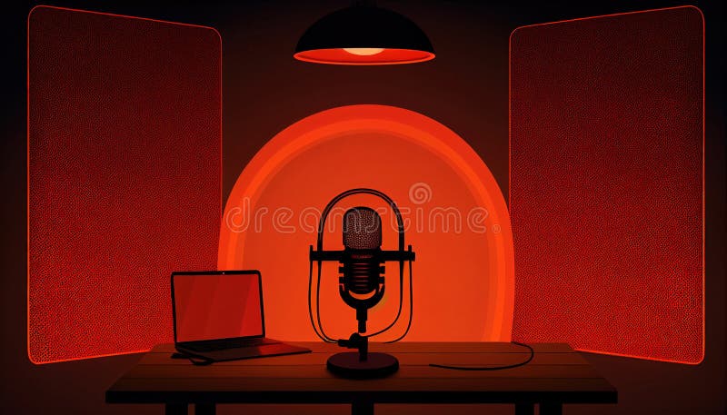 Interior of Arecording Studio, Commentary Booth or Radio Station Studio ...