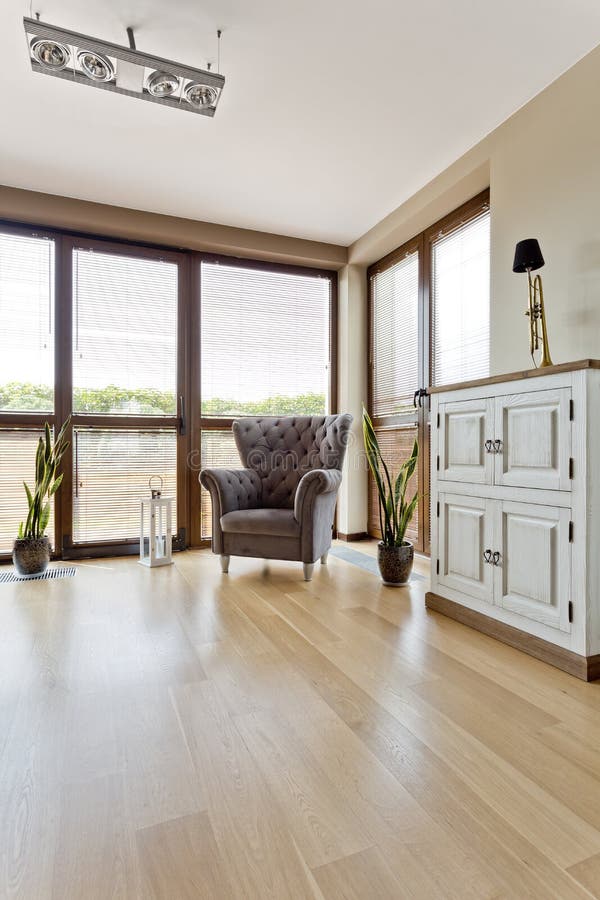 Interior with Armchair and Stylish Commode Stock Image - Image of ...