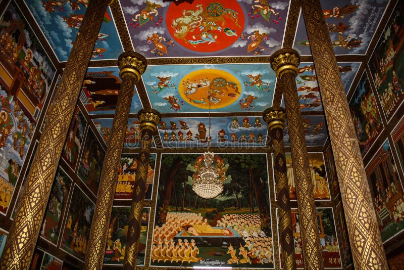 Interior Art of Combodian Temple, Lumbini Stock Image - Image of ...