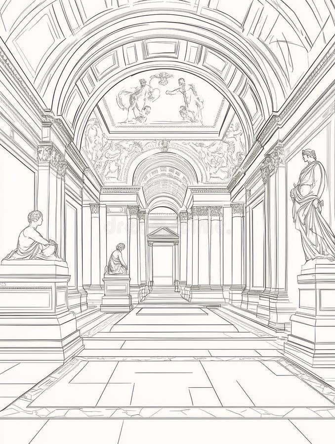 The Interior of an Art Museum Shows Intricate Details and Intricate ...