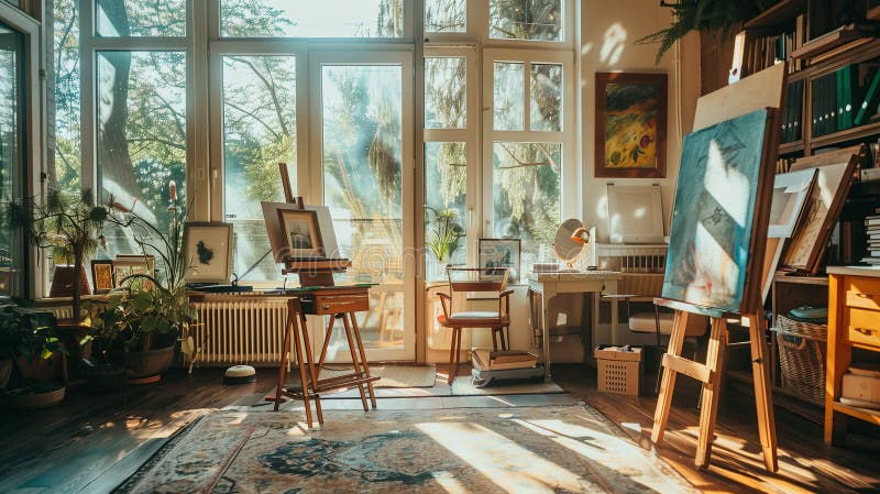 Interior of Artist S Studio. the Room is Filled with the Air of ...