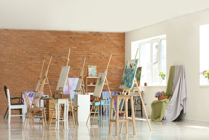 Interior of Artist S Workshop Prepared for Painting Classes Stock Photo ...