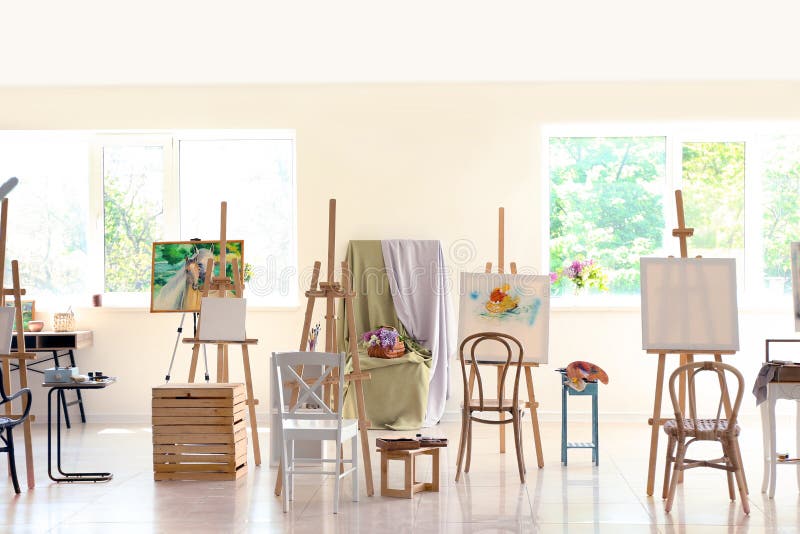 Interior of Artist S Workshop Prepared for Painting Classes Stock Image ...