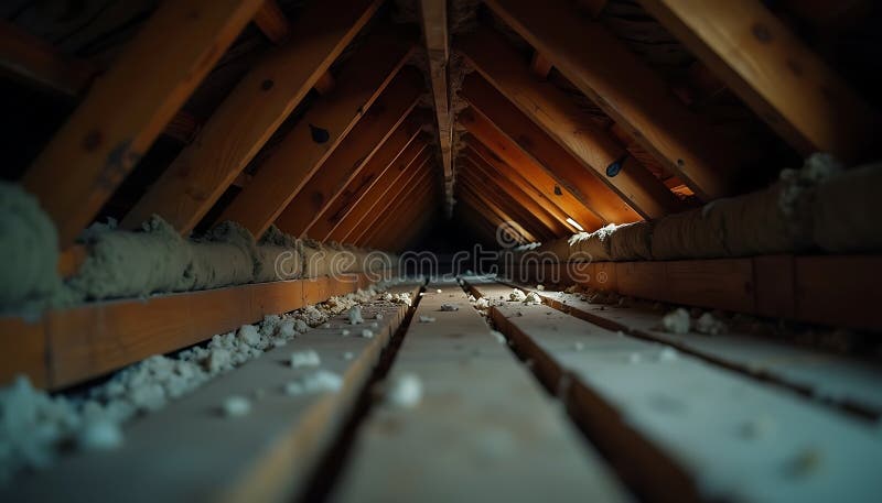 Interior Attic Space Perspective Perspective Photo Wooden Beams ...