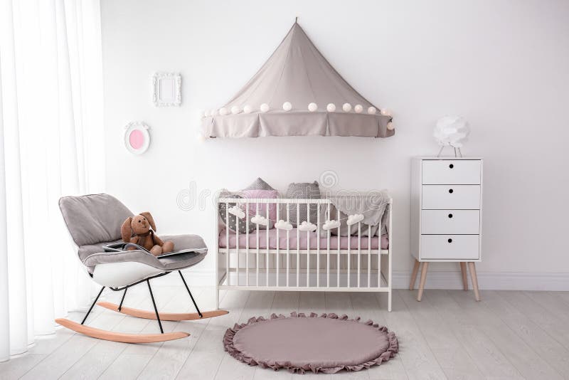 Interior of Baby Room with Crib Stock Photo - Image of elegant, cabinet ...