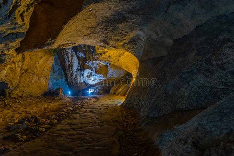 Interior of Bacho Kiro Cave in Bulgaria Stock Photo - Image of scene ...
