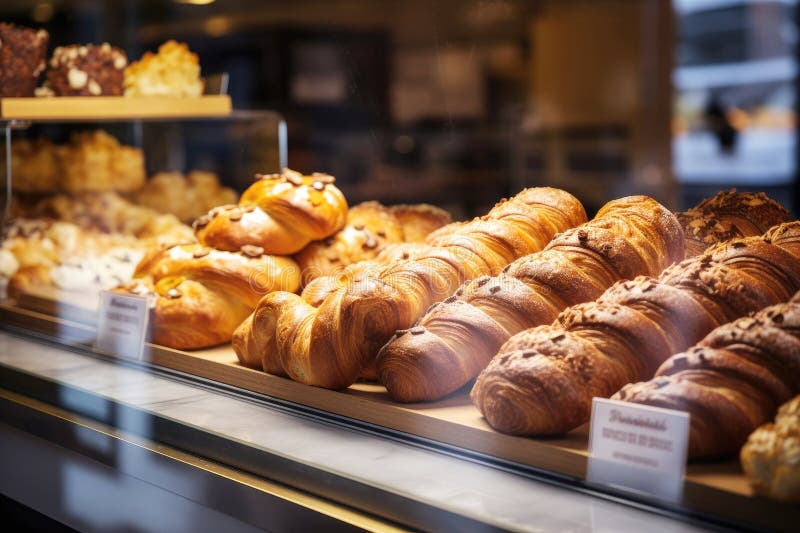 Interior of the Bakery Store with a Baked Goods Assortment Stock ...