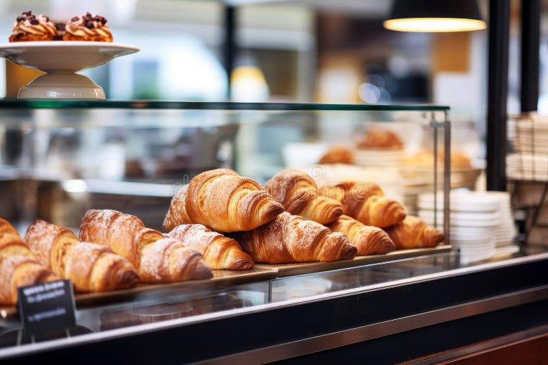 Interior of the Bakery Store with Croissants Stock Illustration ...
