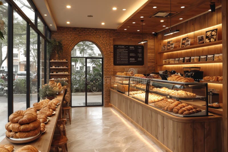 The Interior of a Bakery and a Store. 3d Illustration Stock ...