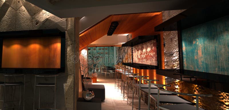 Interior bar stock image. Image of spots, interior, rendering - 25977543