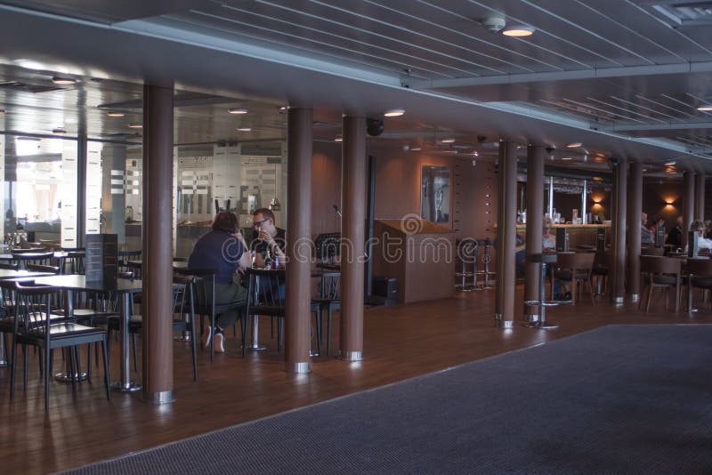 Interior Of Bar Cafe On Ship With Passengers Seated At Tables Editorial ...