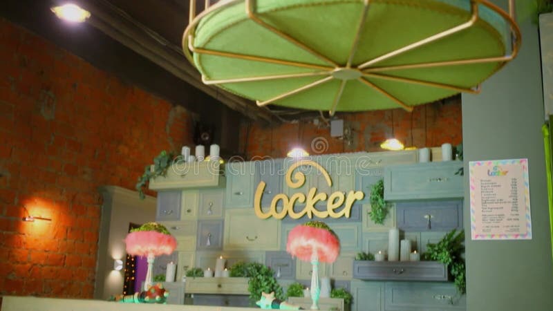 Interior of Bar Locker with Cage Hangs on Ceiling Stock Footage - Video ...