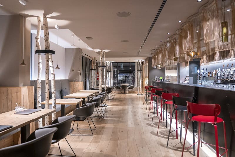 Interior of Bar and Restaurant with Place Setting in Luxurious Resort ...